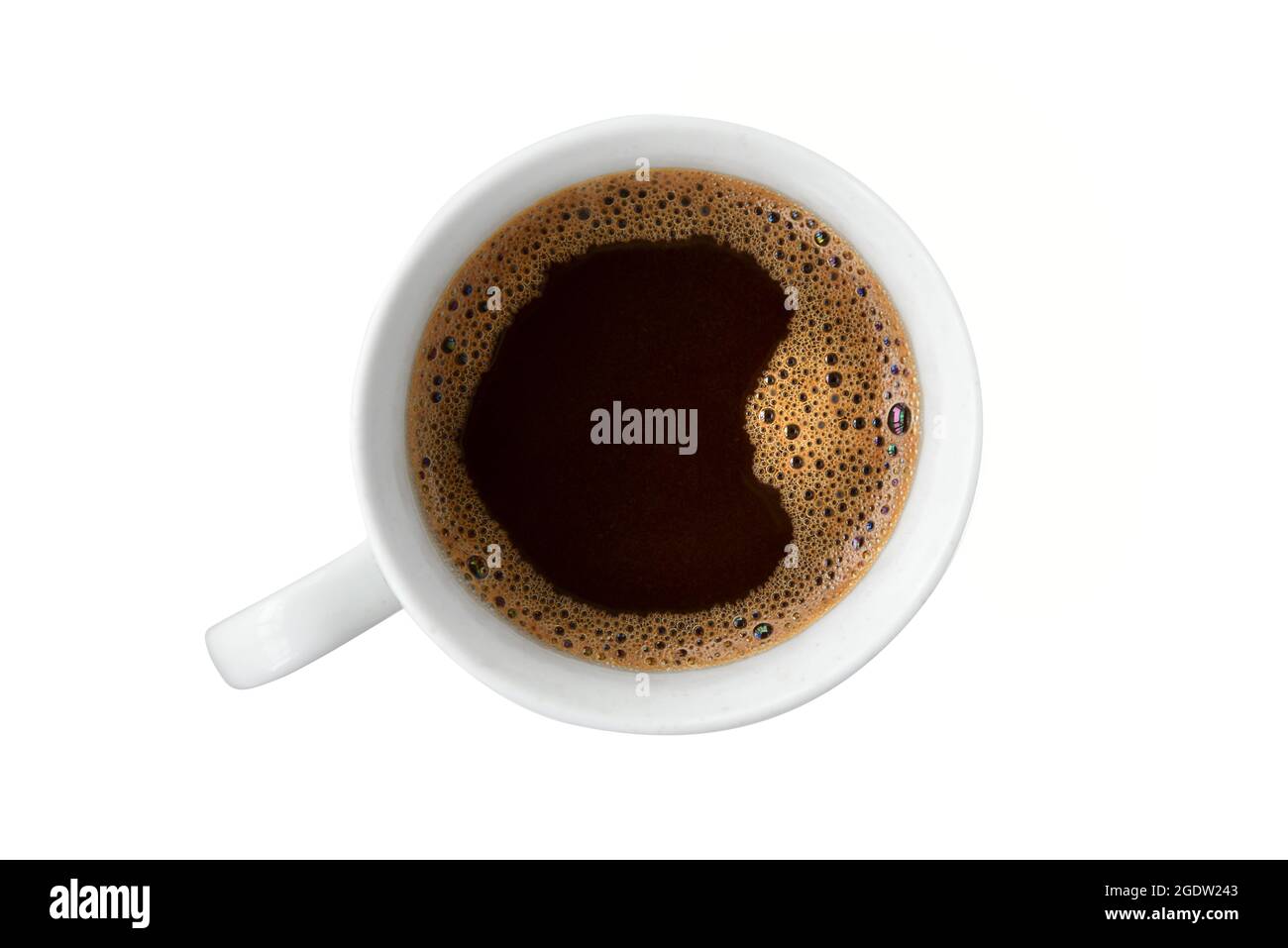 Cup of coffee over head view isolated on white background Stock Photo ...