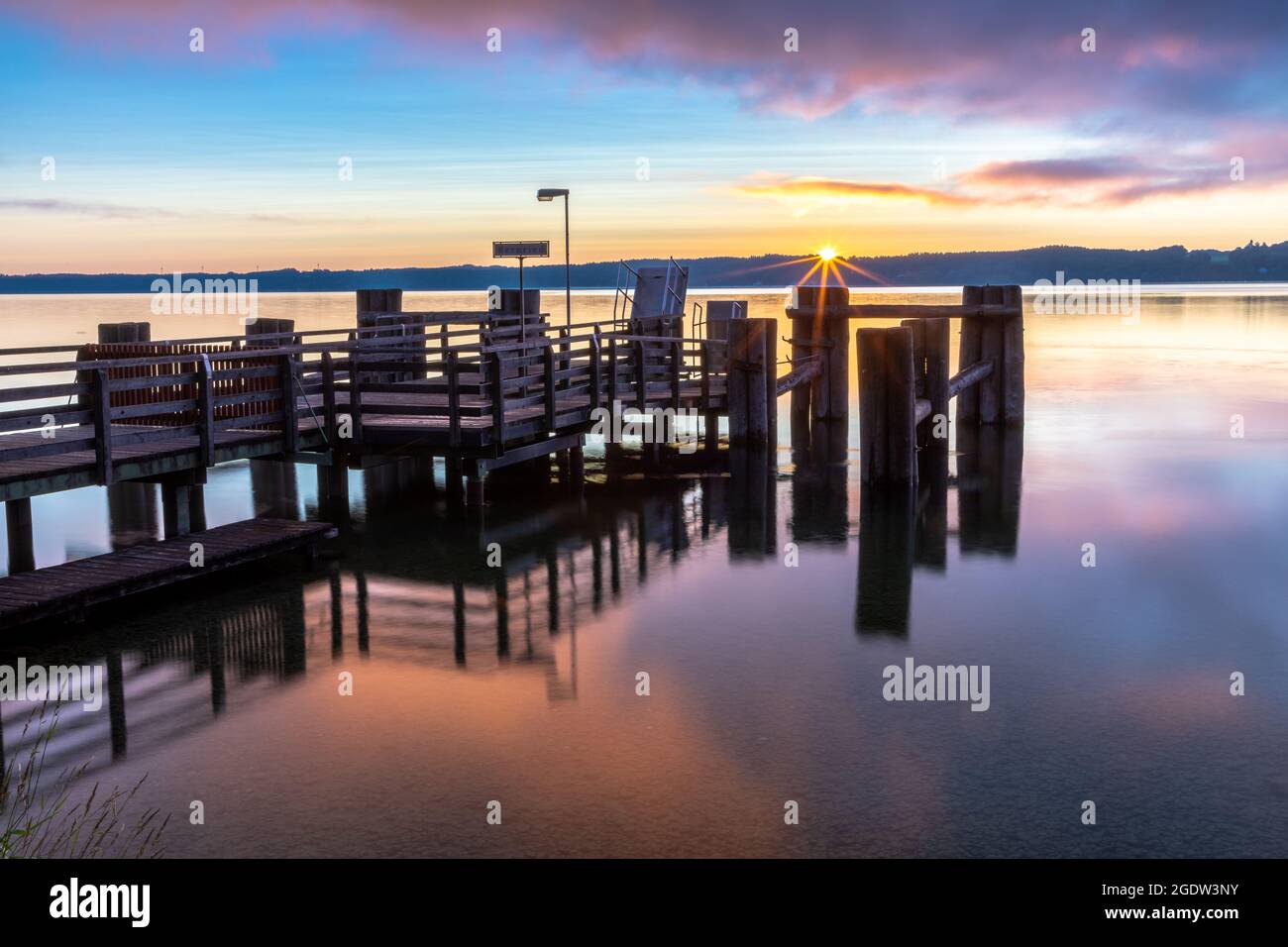 Sunrise in Bernried, Lake Starnberger See, Bavaria, Germany Stock Photo ...