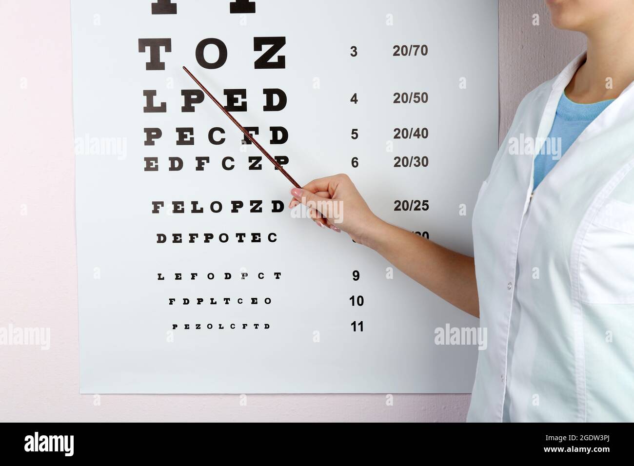 Health care, medicine and vision concept - woman with eye chart Stock ...