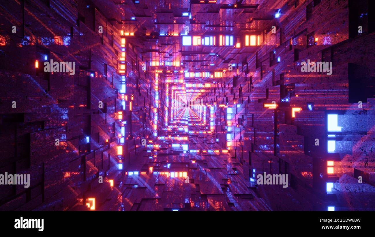 Distorted square corridor 4K UHD 3D illustration Stock Photo - Alamy