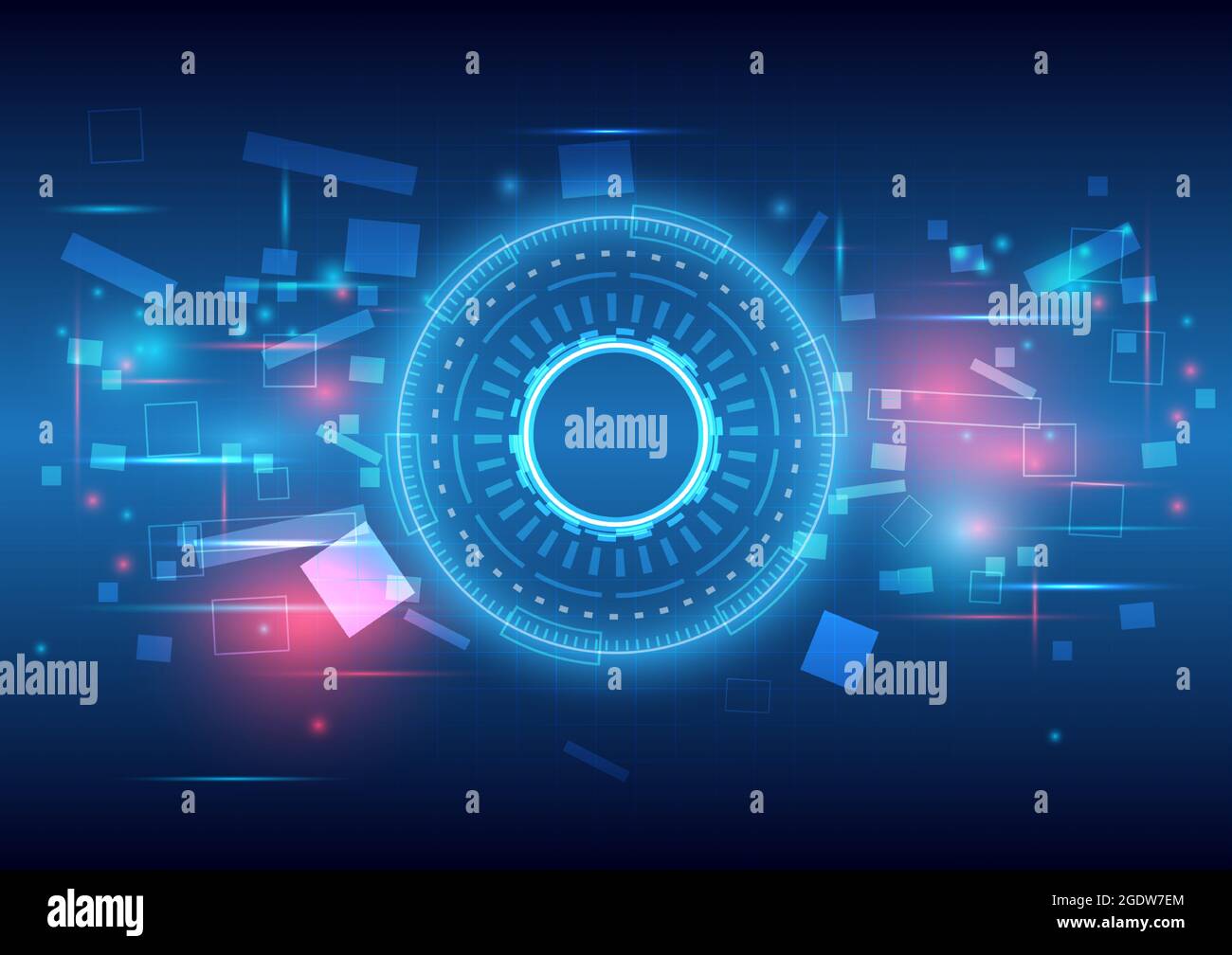 Futuristic Sci-Fi glowing HUD user. Data engineer. Digital infographic ...