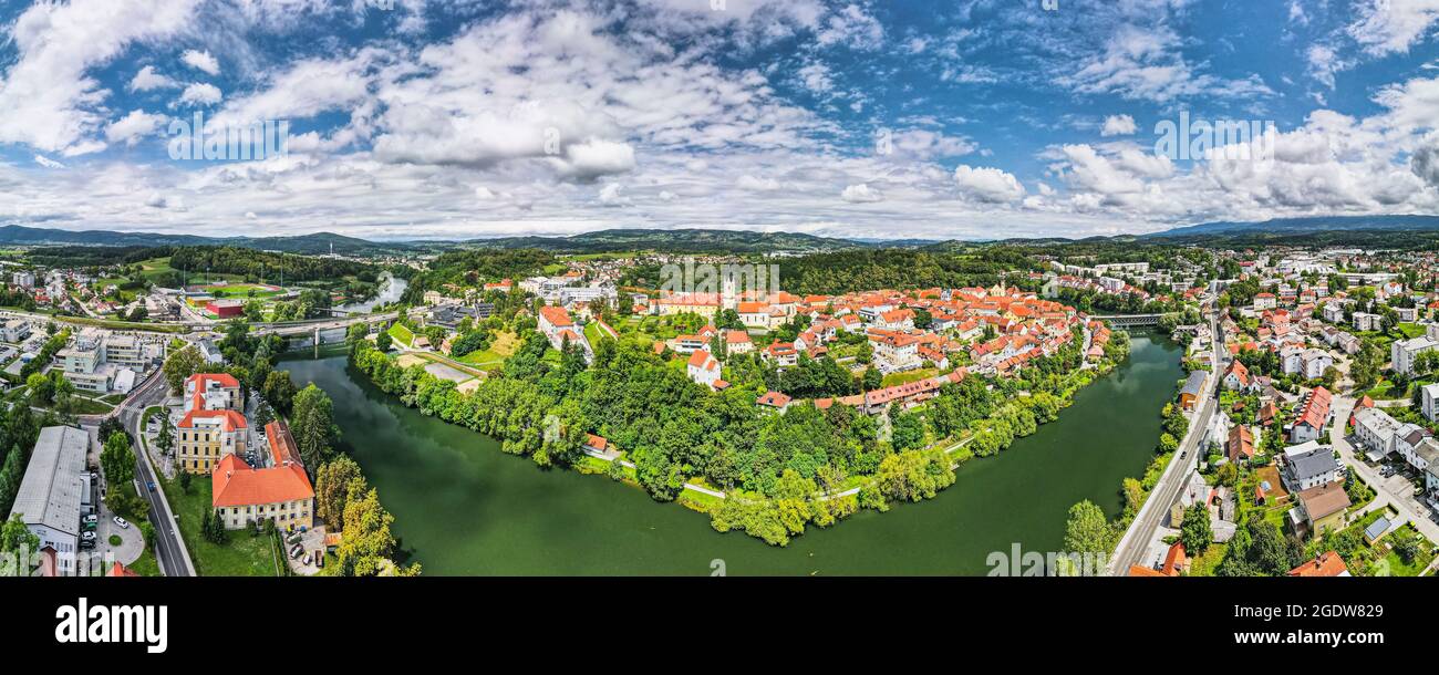 Novo Mesto Cityscape at Bend of the Krka River in Slovenia Lower ...