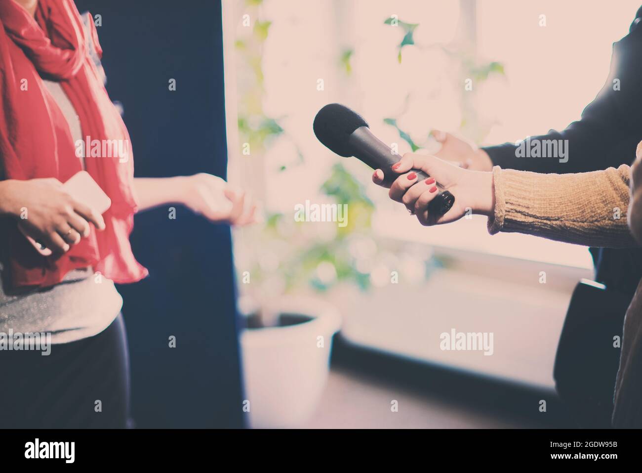 Interviews for the media and journalists Stock Photo - Alamy