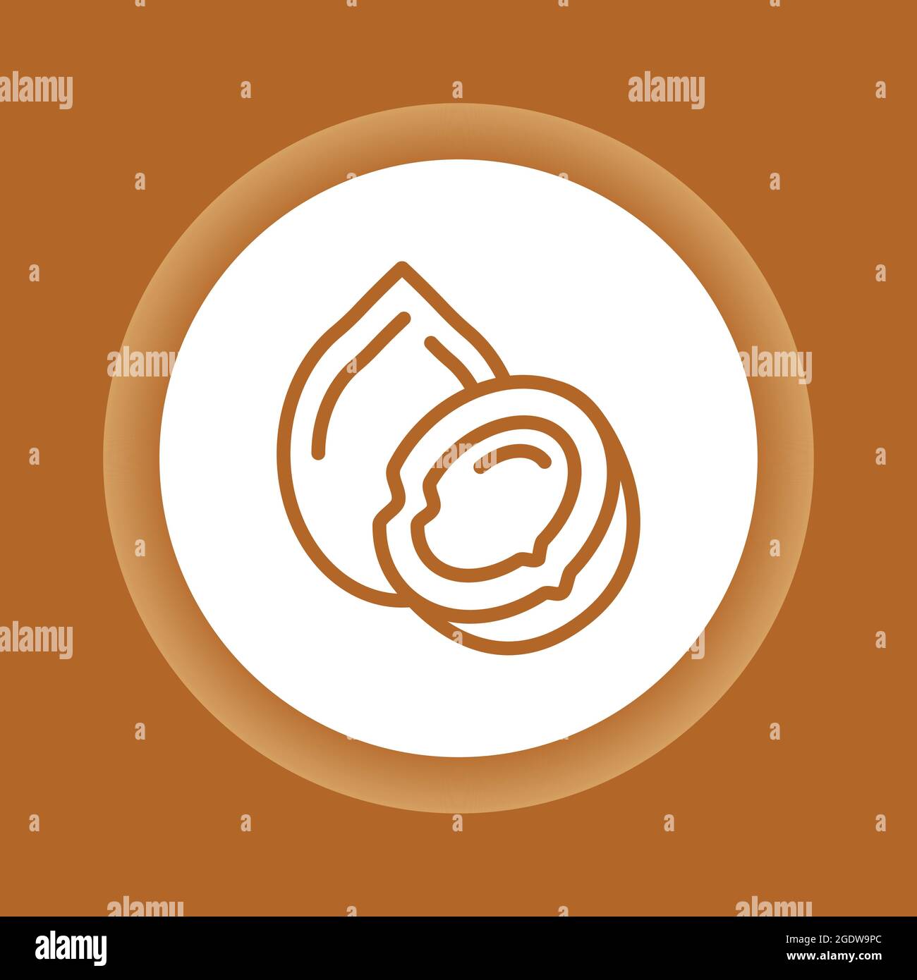 Coconut color button icon. Isolated vector element. Outline pictogram ...