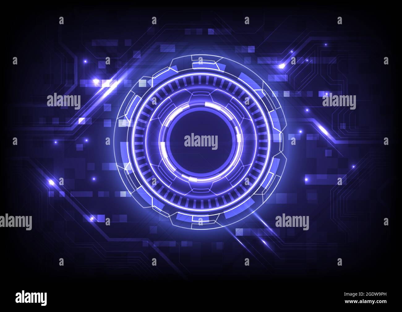 Futuristic Sci-Fi glowing HUD user. Particle of data engineer. Digital ...