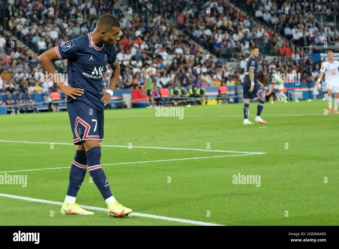 Paris, France. 15th Aug, 2021. Paris SG Forward KYLIAN MBAPPE in action ...
