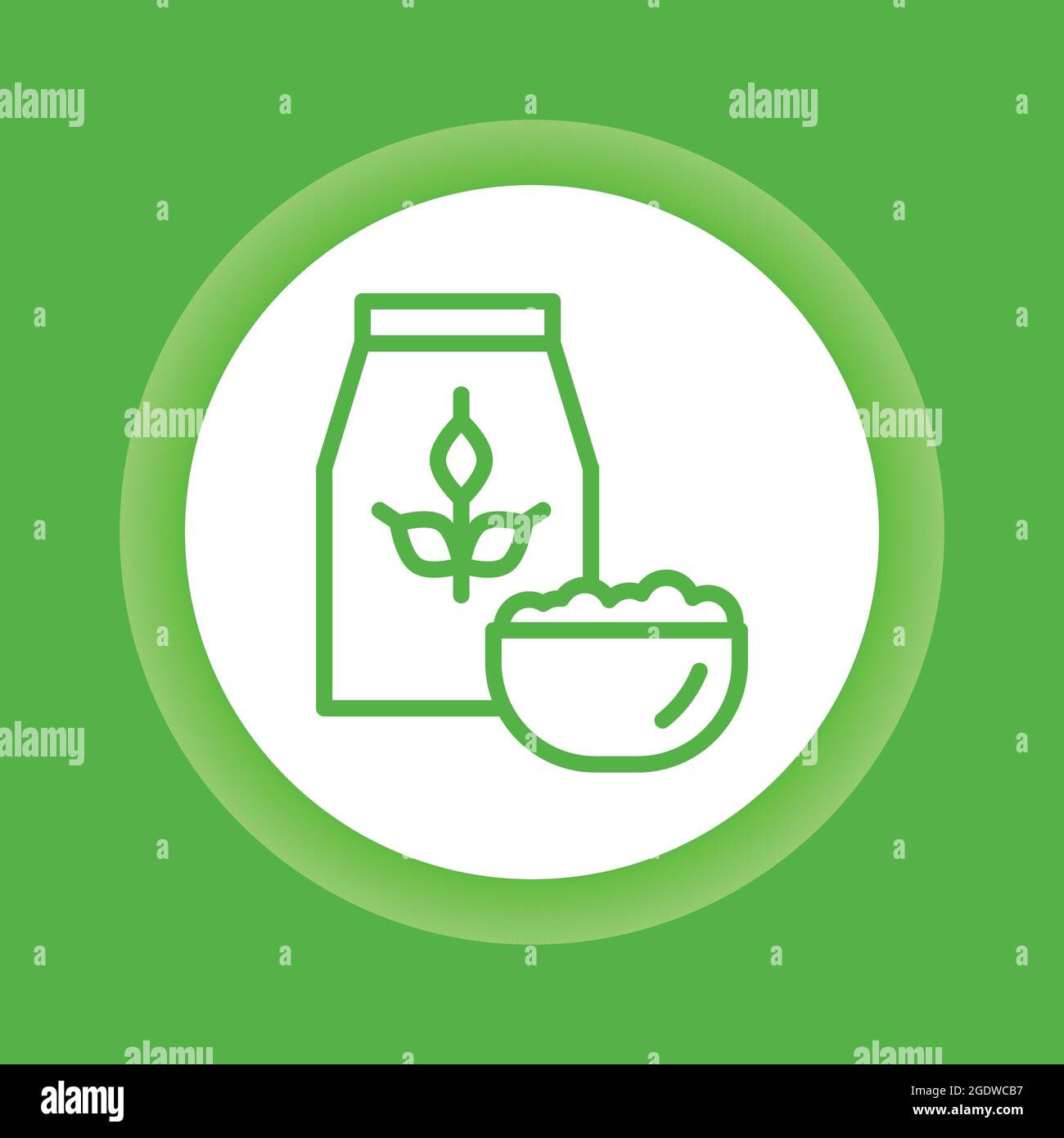 Oatmeal package and bowl of porridge color button icon. Healthy ...