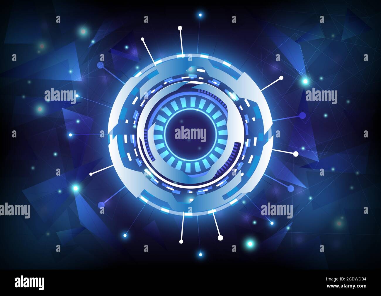 Futuristic Sci-Fi glowing HUD user. Data engineer particle. Digital ...