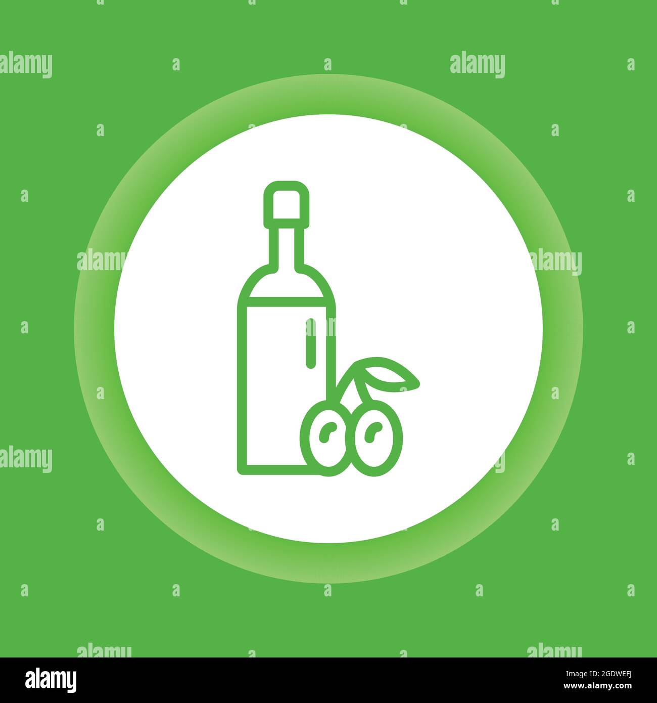 Glass bottle olive oil color button icon. Cooking ingredient. Healthy ...
