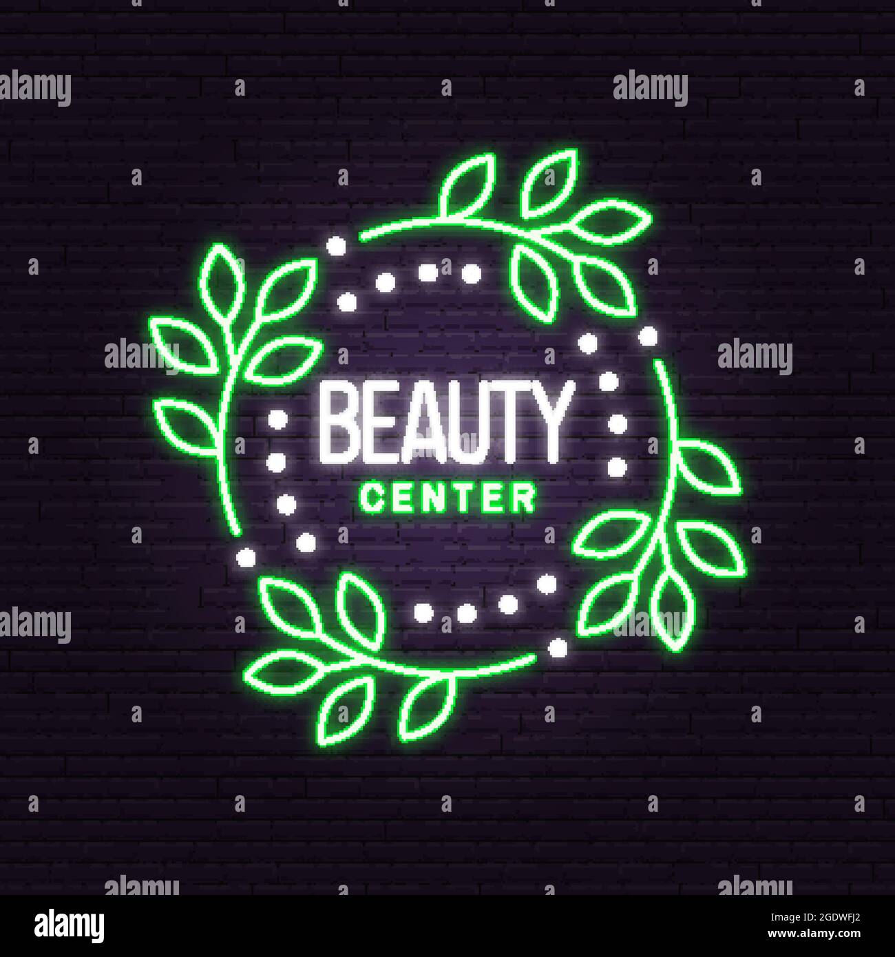 Neon sign. Beauty center with flowers for logo, label, badge, sign ...
