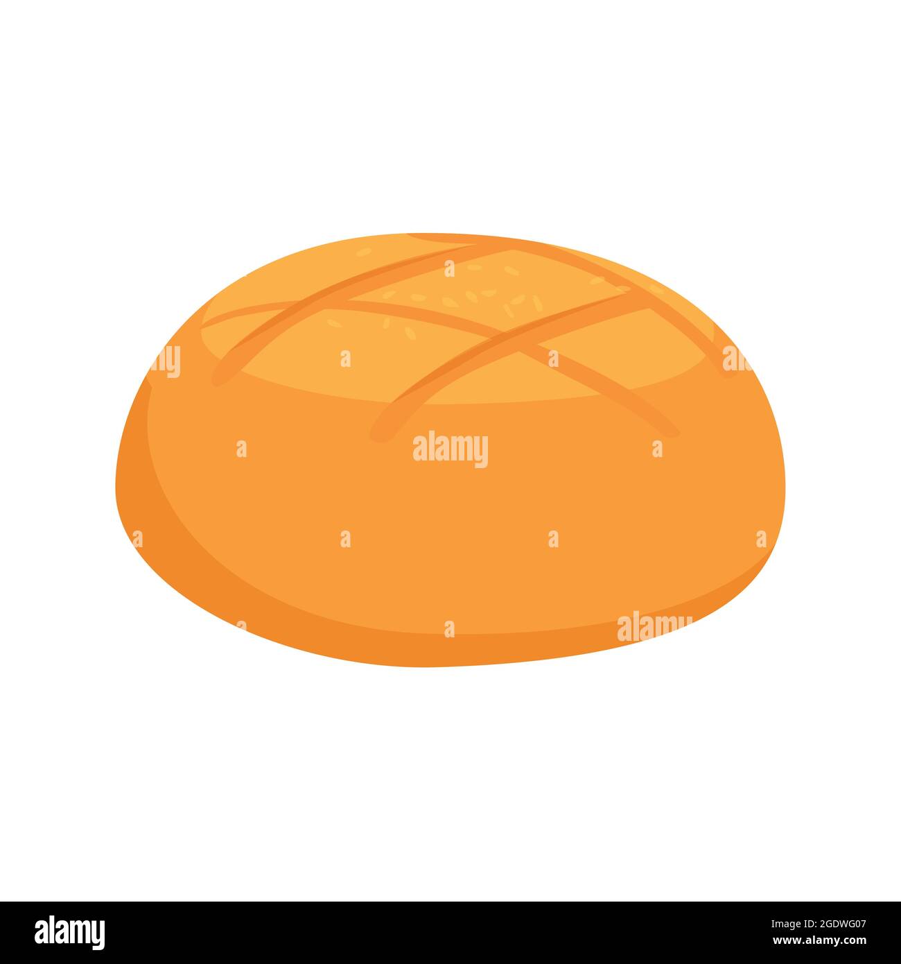 Round freshly baked bread isolated on white background. Vector Stock ...