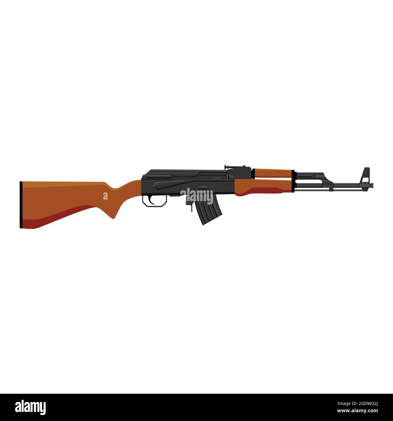 Vector illustration AK rifle Kalashnikov machine gun isolated on white ...
