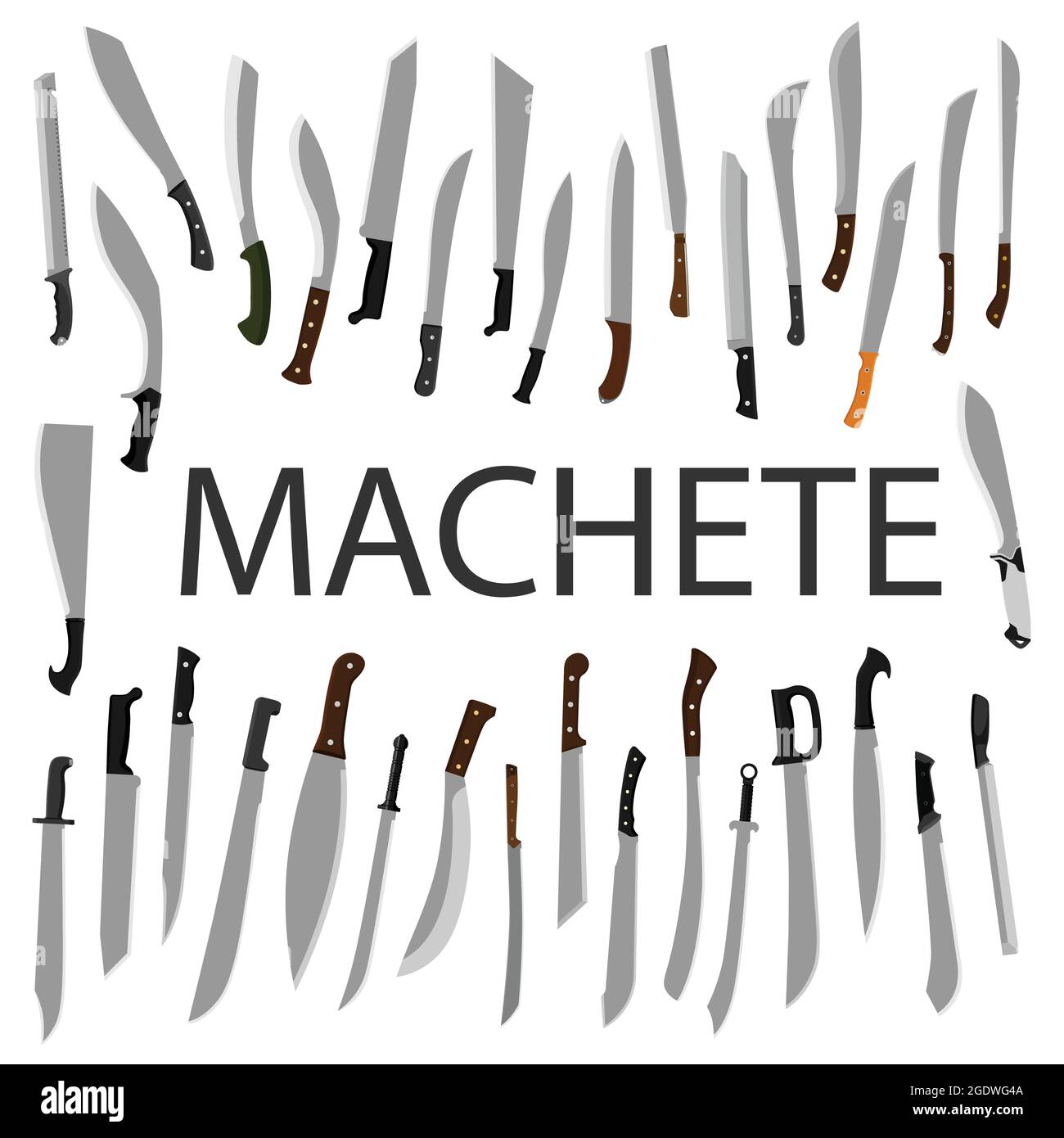 Machete vector icon set, collection isolated on white background Stock ...