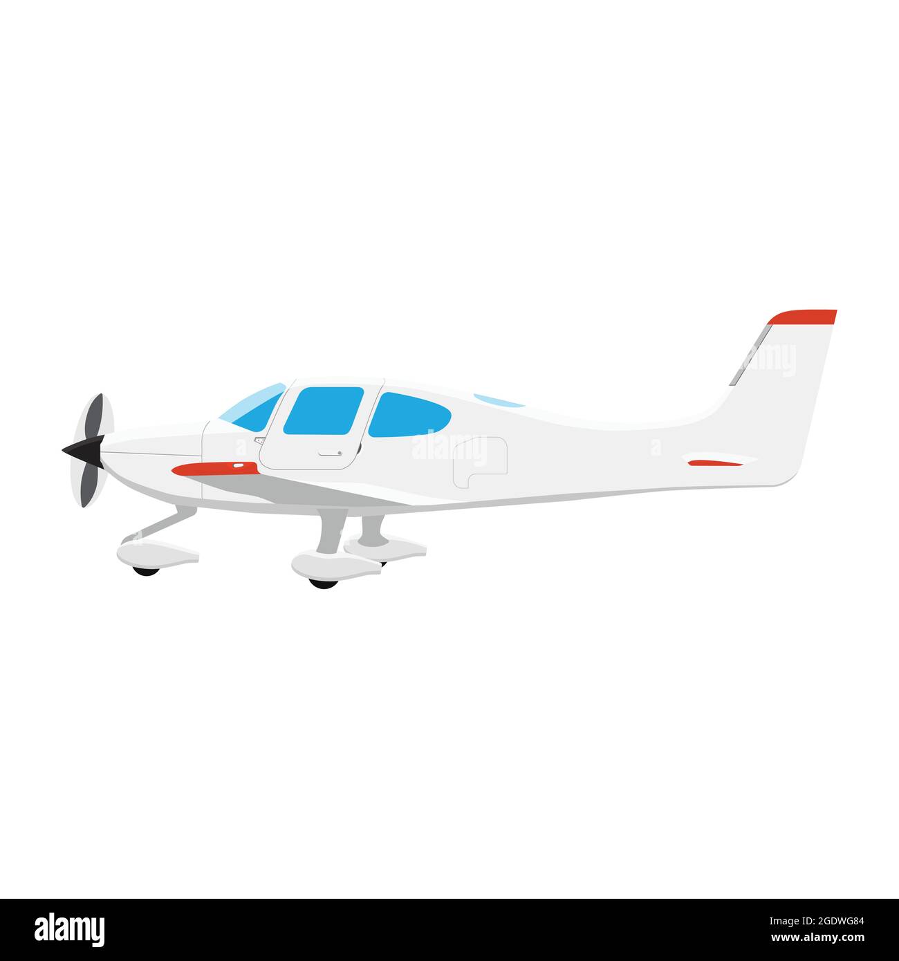 Small single engine airplane isolated on white background. Vector Stock ...