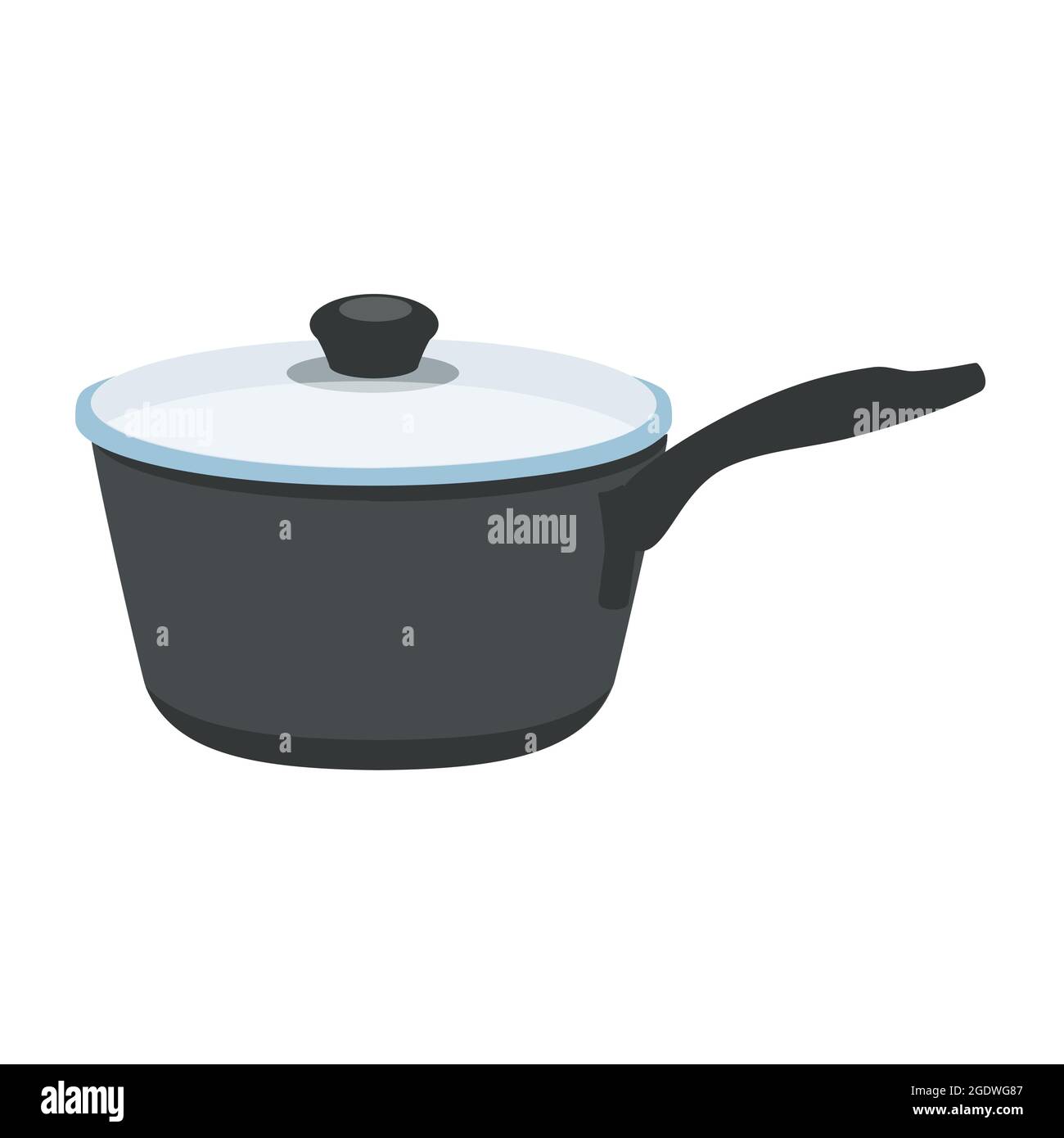 Cooking pot saucepan isolated on white background. Cartoon kitchenware ...