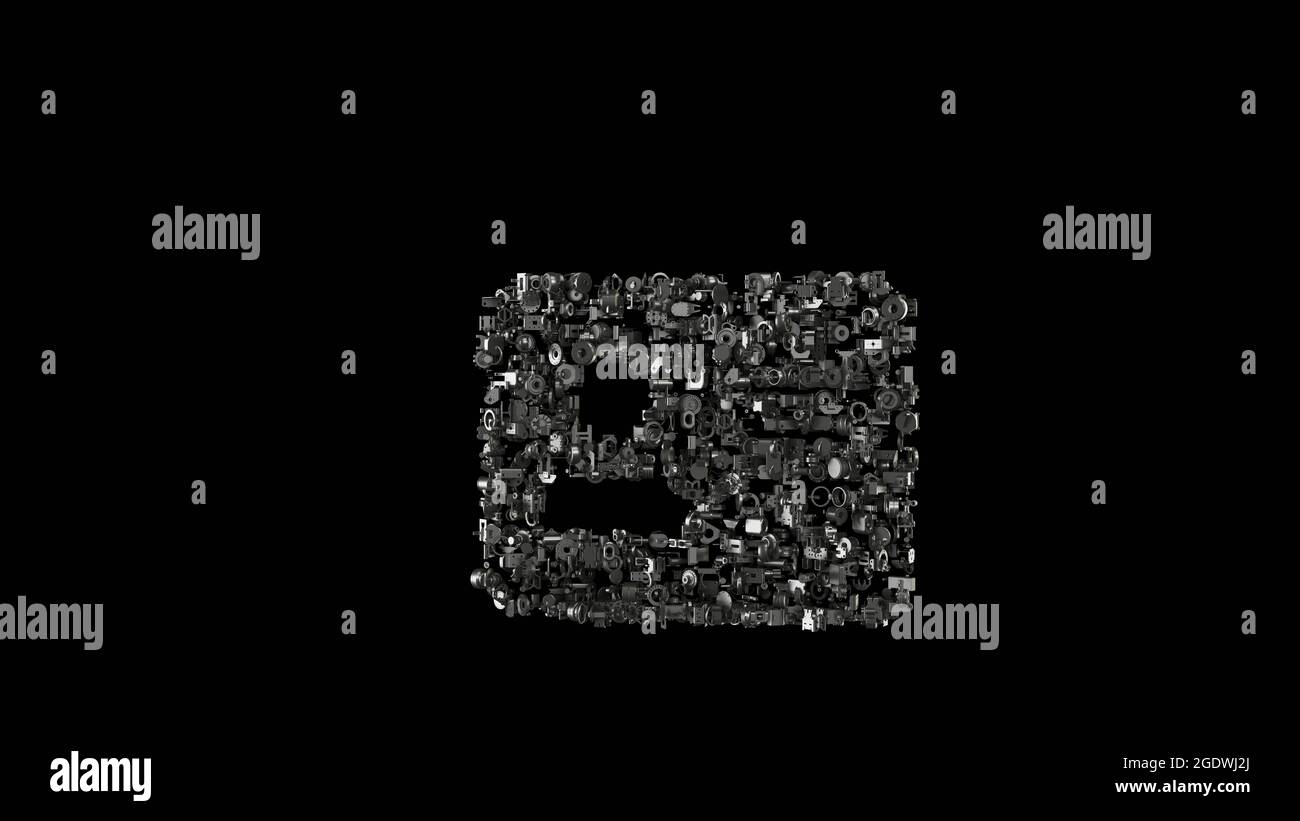 3d rendering various mechanical glossy metal parts in shape of inverted ...
