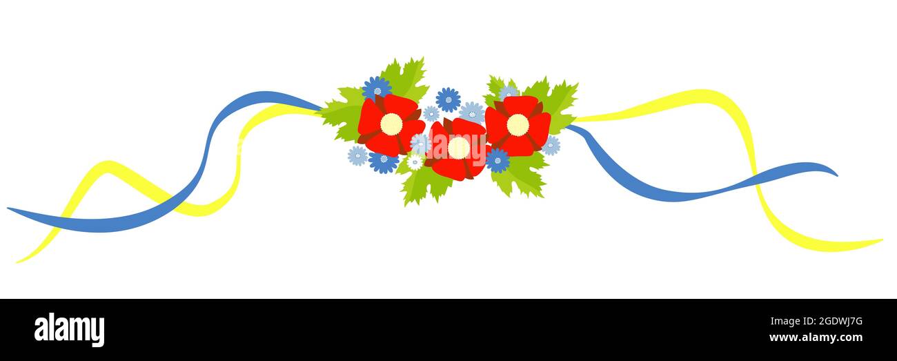 Ukrainian symbol. Traditional floral wreath of red poppies and ...