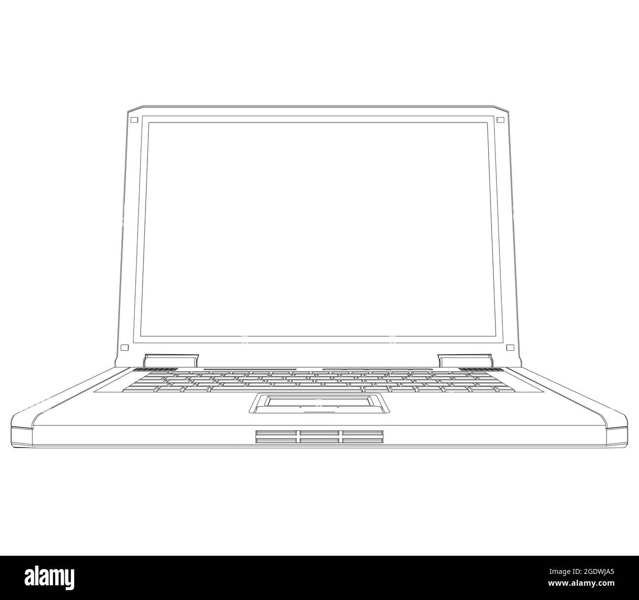 Notebook outline isolated on white background. Front view. Vector ...