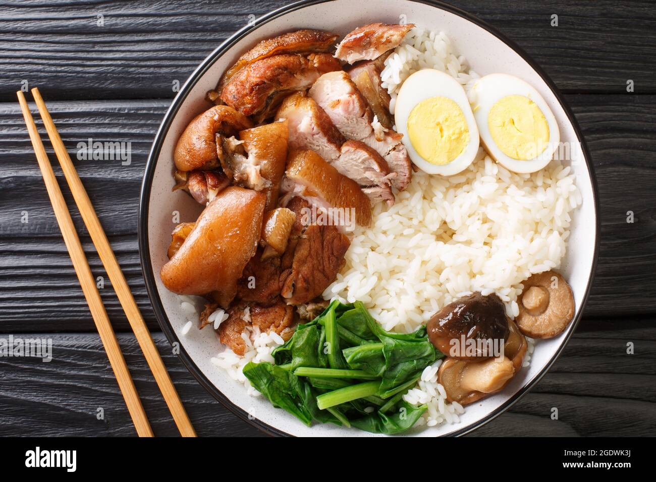 Pork leg stew on rice or kao ka moo is the quintessential Thai street ...