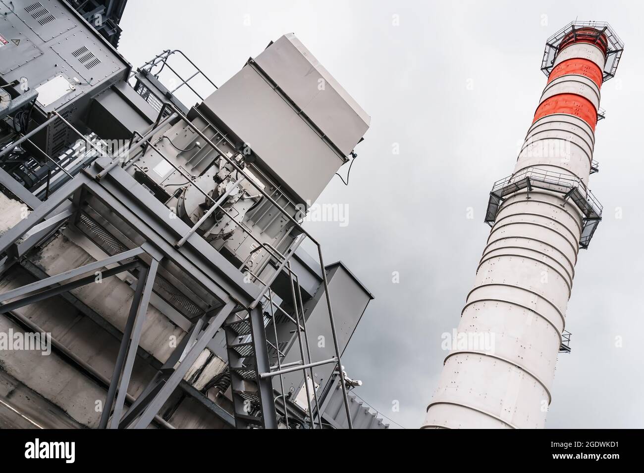 Generator set with a chimney at a power plant Stock Photo - Alamy