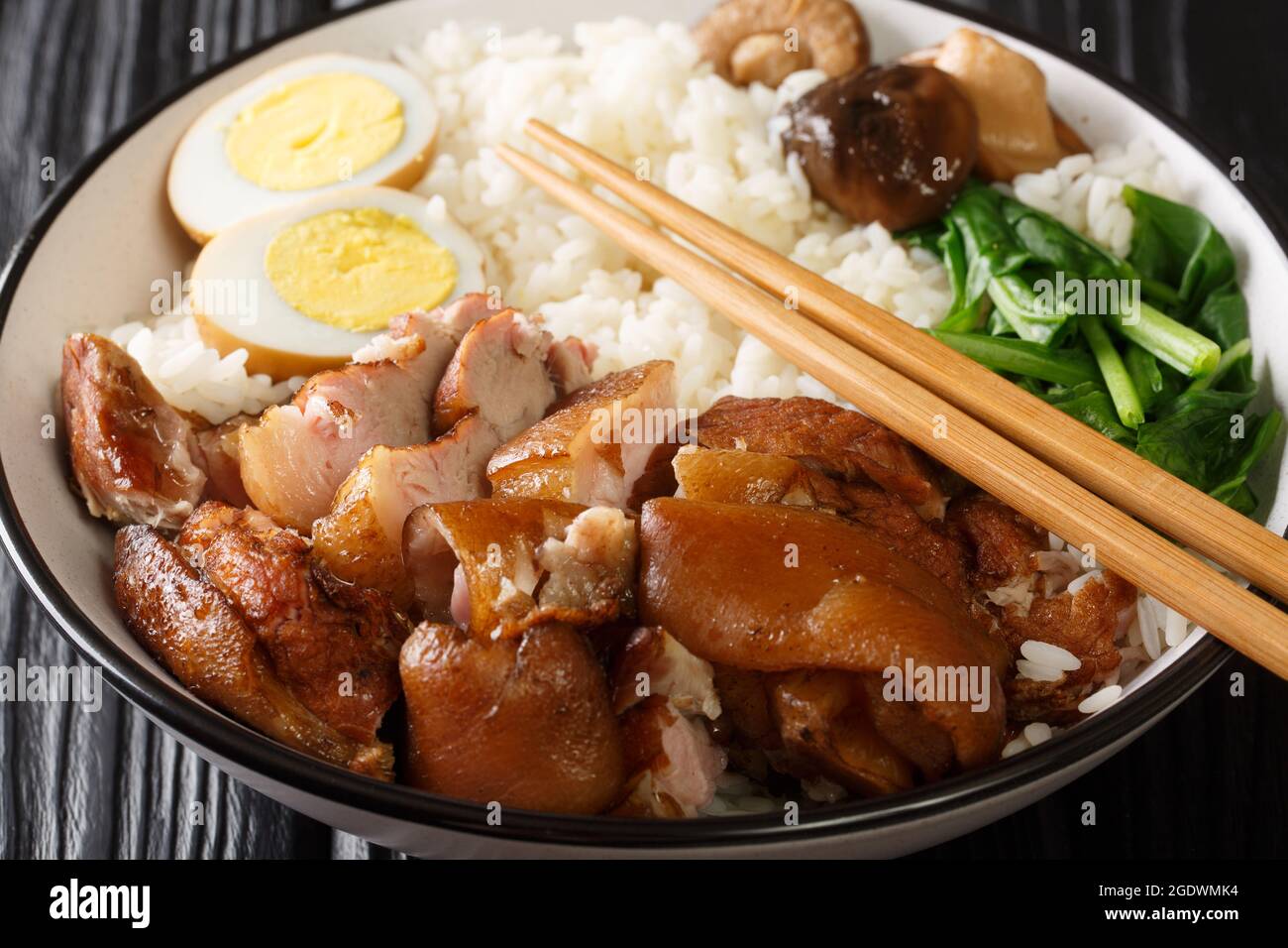 Pork leg stew on rice or kao ka moo is the quintessential Thai street ...