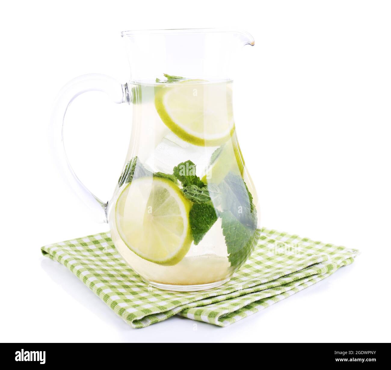Lemonade in pitcher isolated on white Stock Photo - Alamy