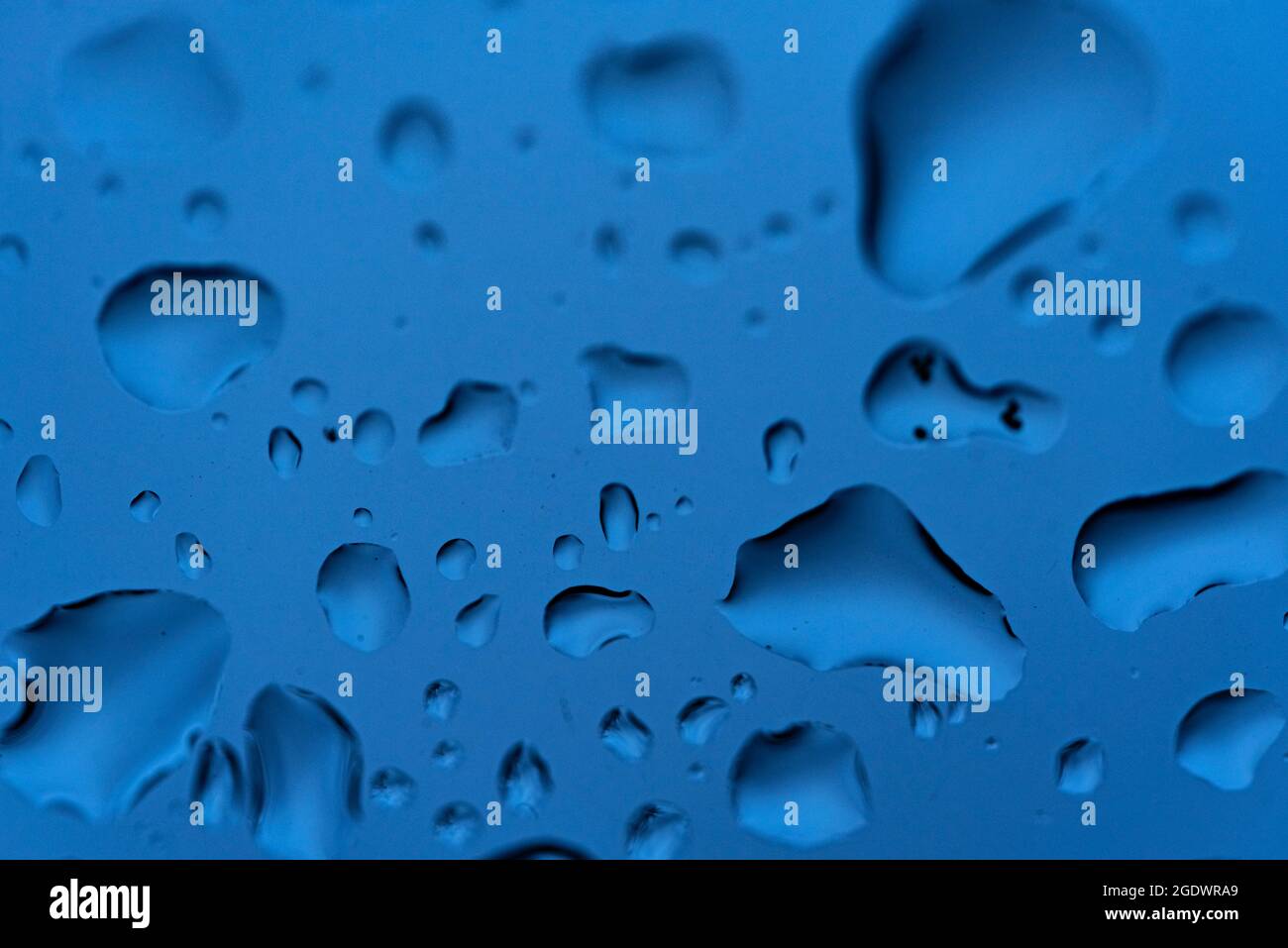 Water drops on the glass. The transparent surface of the glass is ...