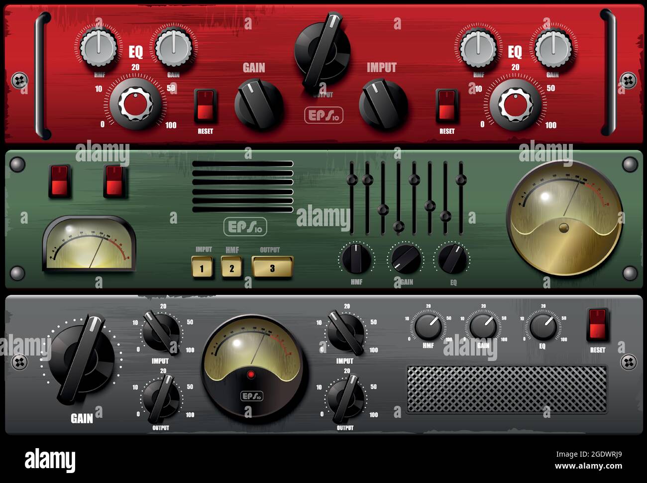 Realistic virtual equalizers and compressors. Vector Stock Vector Image ...