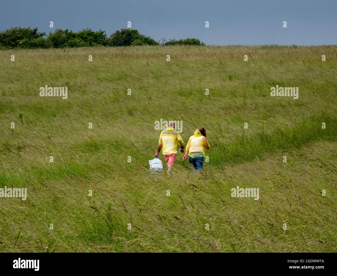 Visitors on the path from Weymouth beach to Seaview Haven holiday park ...