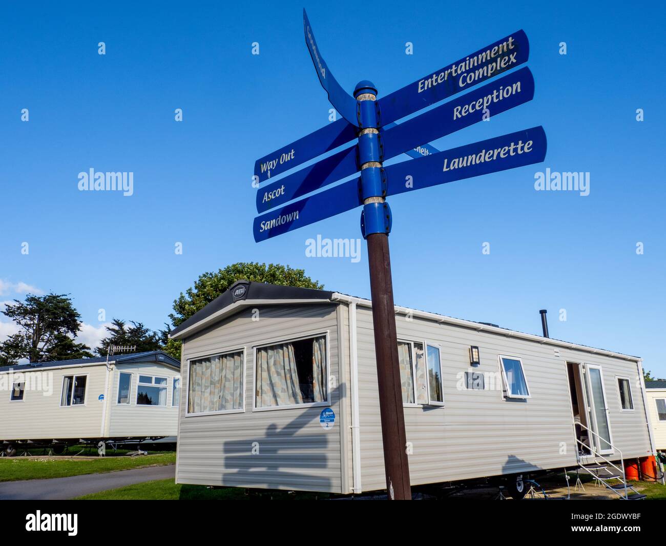 Signposts at Seaview Haven Holiday Park in Weymouth Stock Photo - Alamy