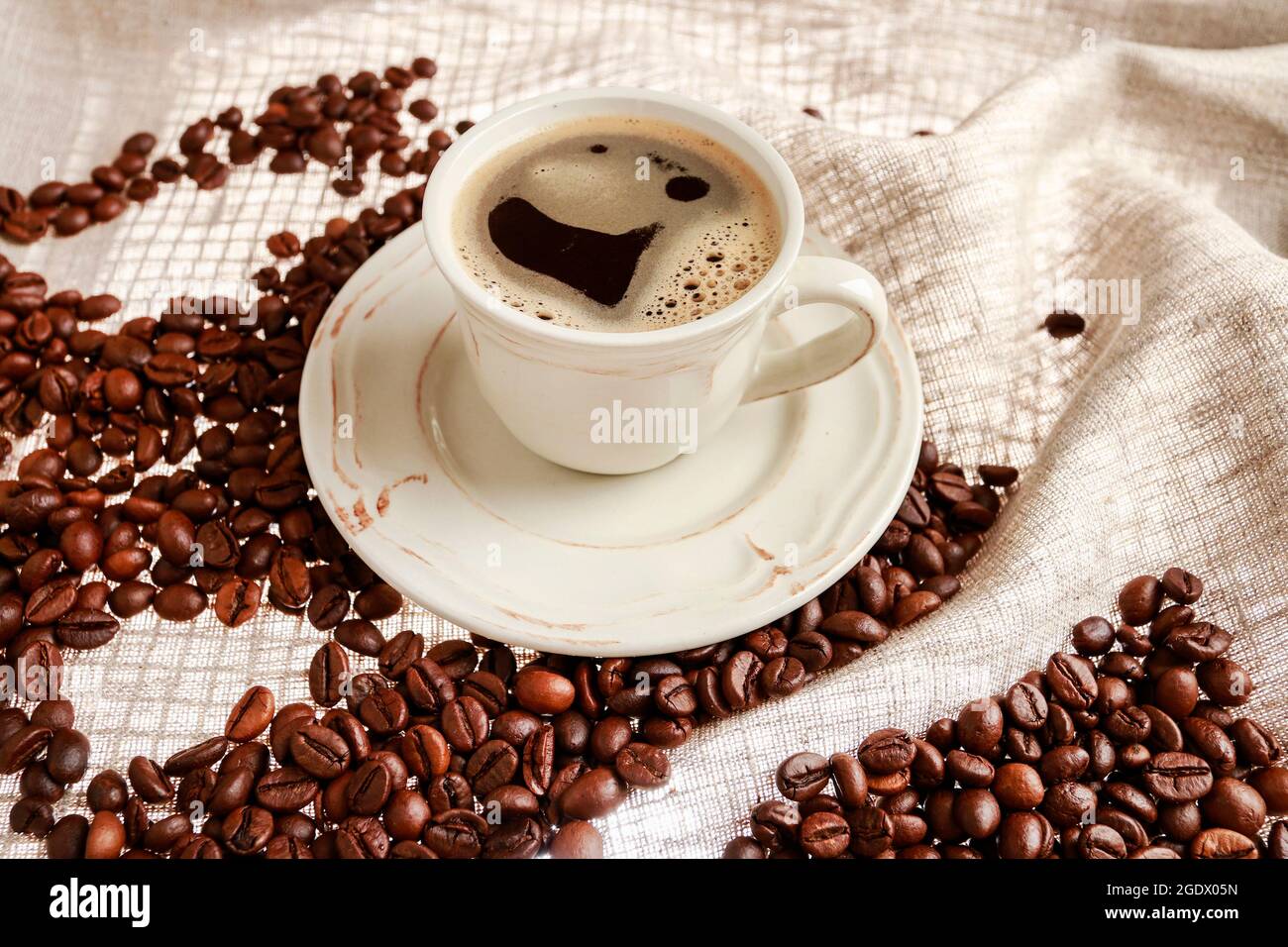 Cup of coffee. Party time Stock Photo - Alamy