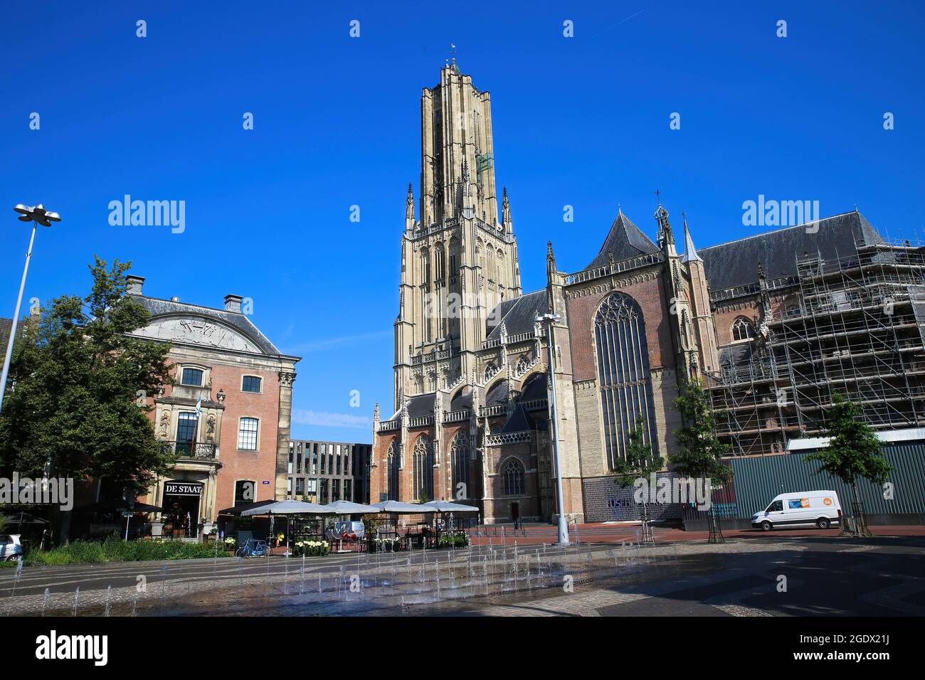 Arnhem (Kerkplein), Netherlands - July 9. 2021: View over square with ...