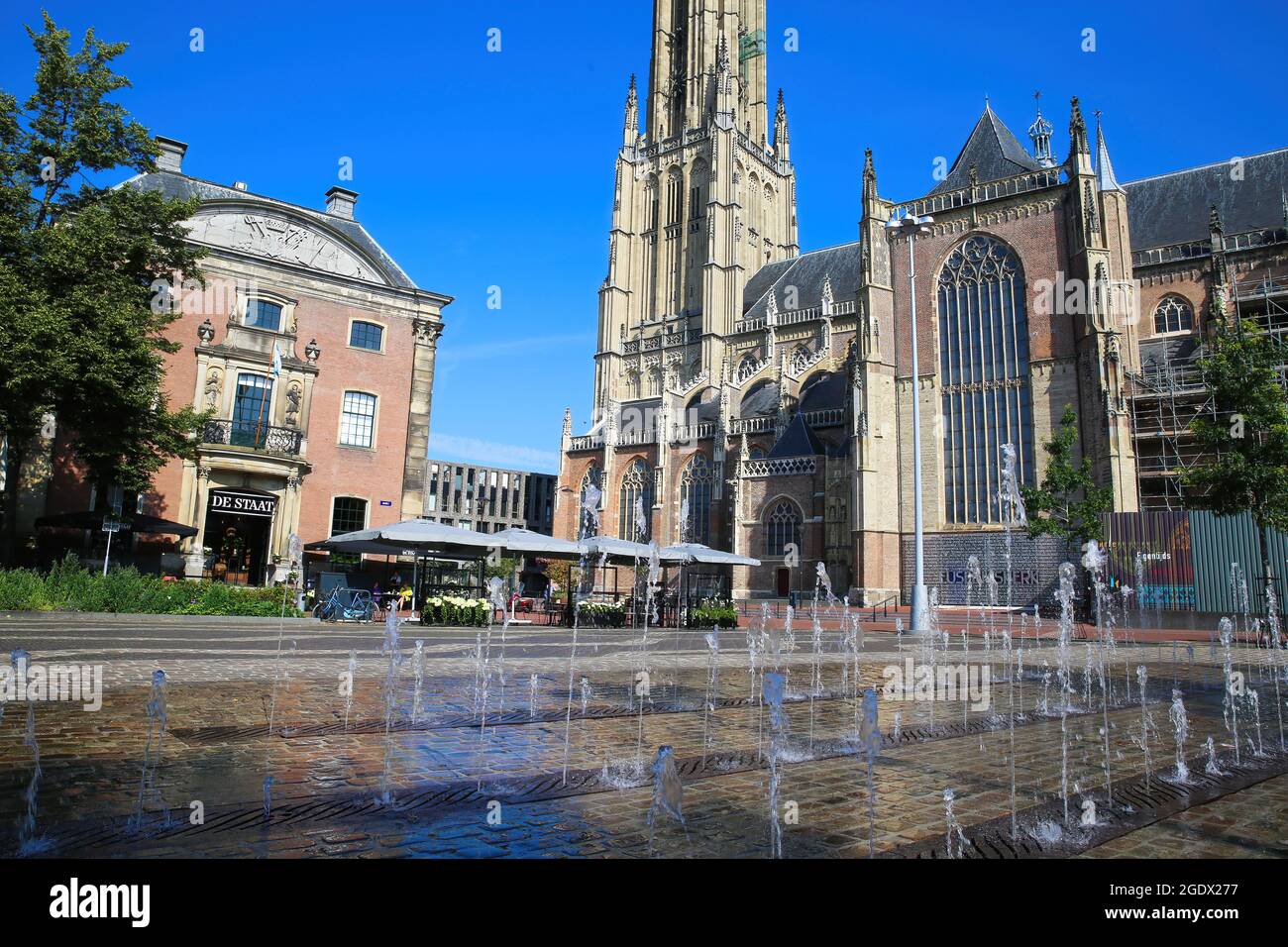 Arnhem (Kerkplein), Netherlands - July 9. 2021: View over square with ...