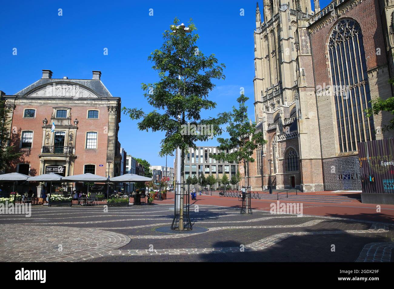 Arnhem (Kerkplein), Netherlands - July 9. 2021: View over square on ...