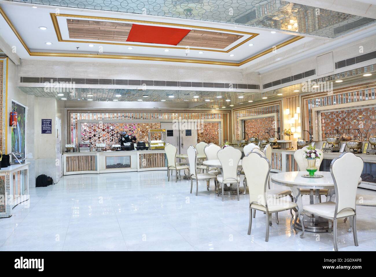 Beautiful interior of banquet hall. Marriage hall interior. Big party ...