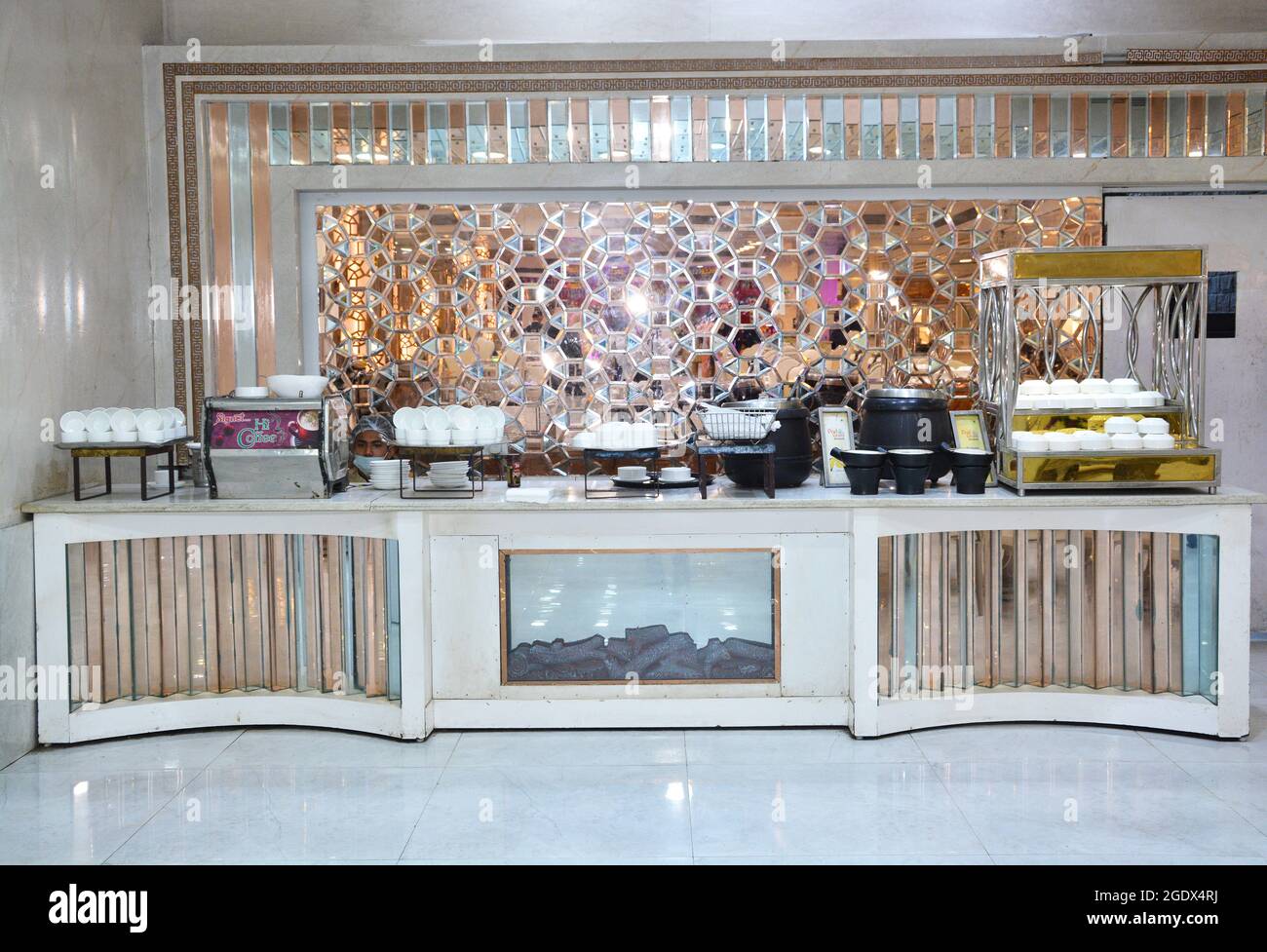 Beautiful interior of banquet hall. Marriage hall interior. Big party ...