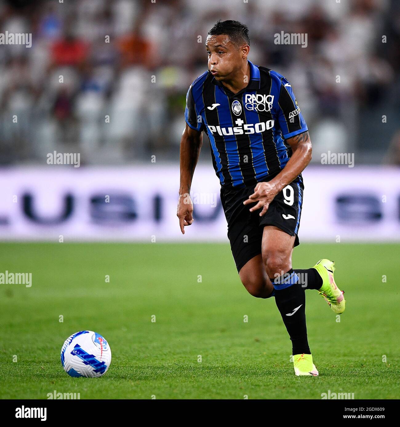 Turin, Italy. 14 August 2021. Luis Muriel of Atalanta BC in action ...