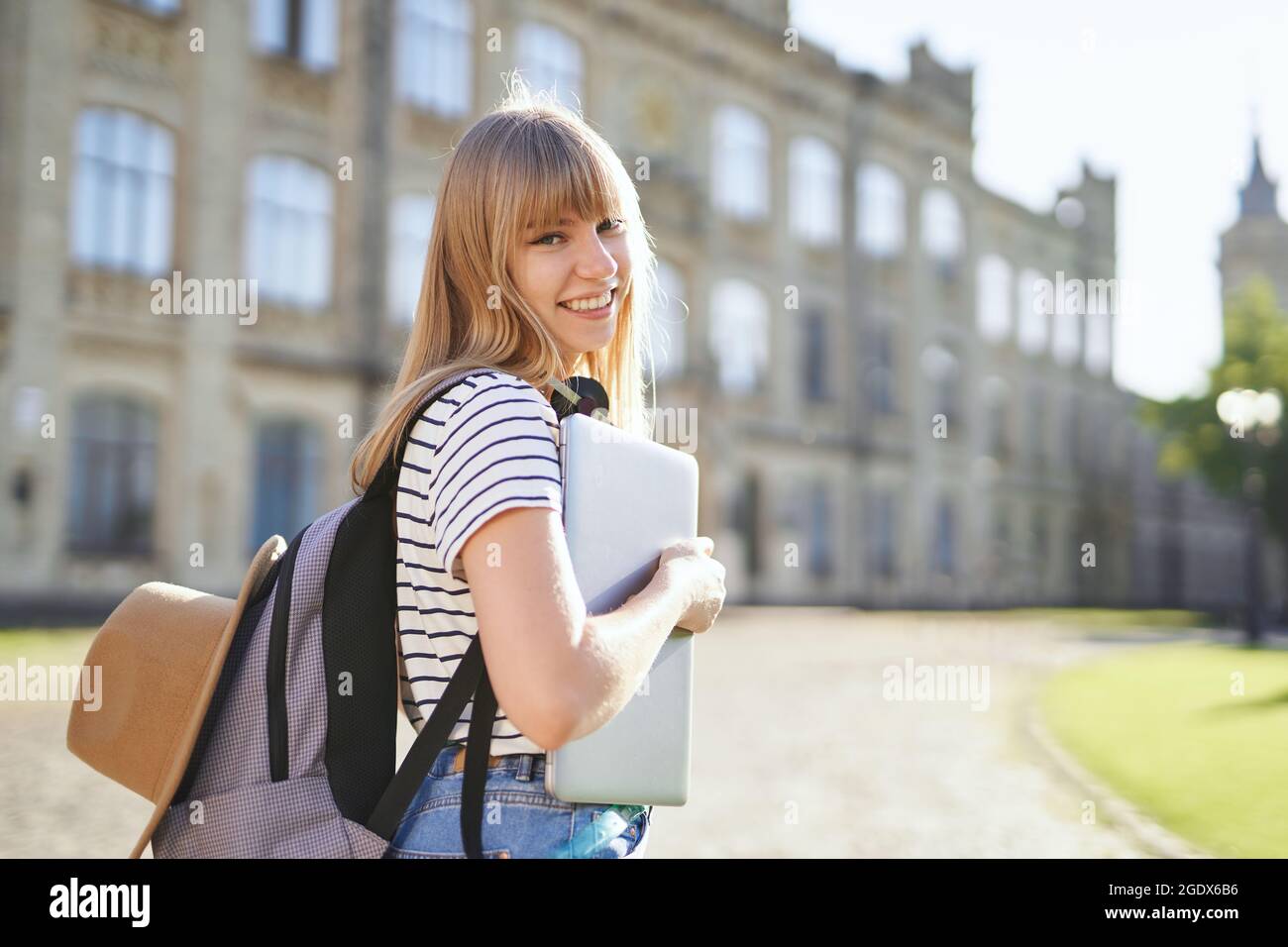Study abroad, high school study or educational concept. Cute happy ...