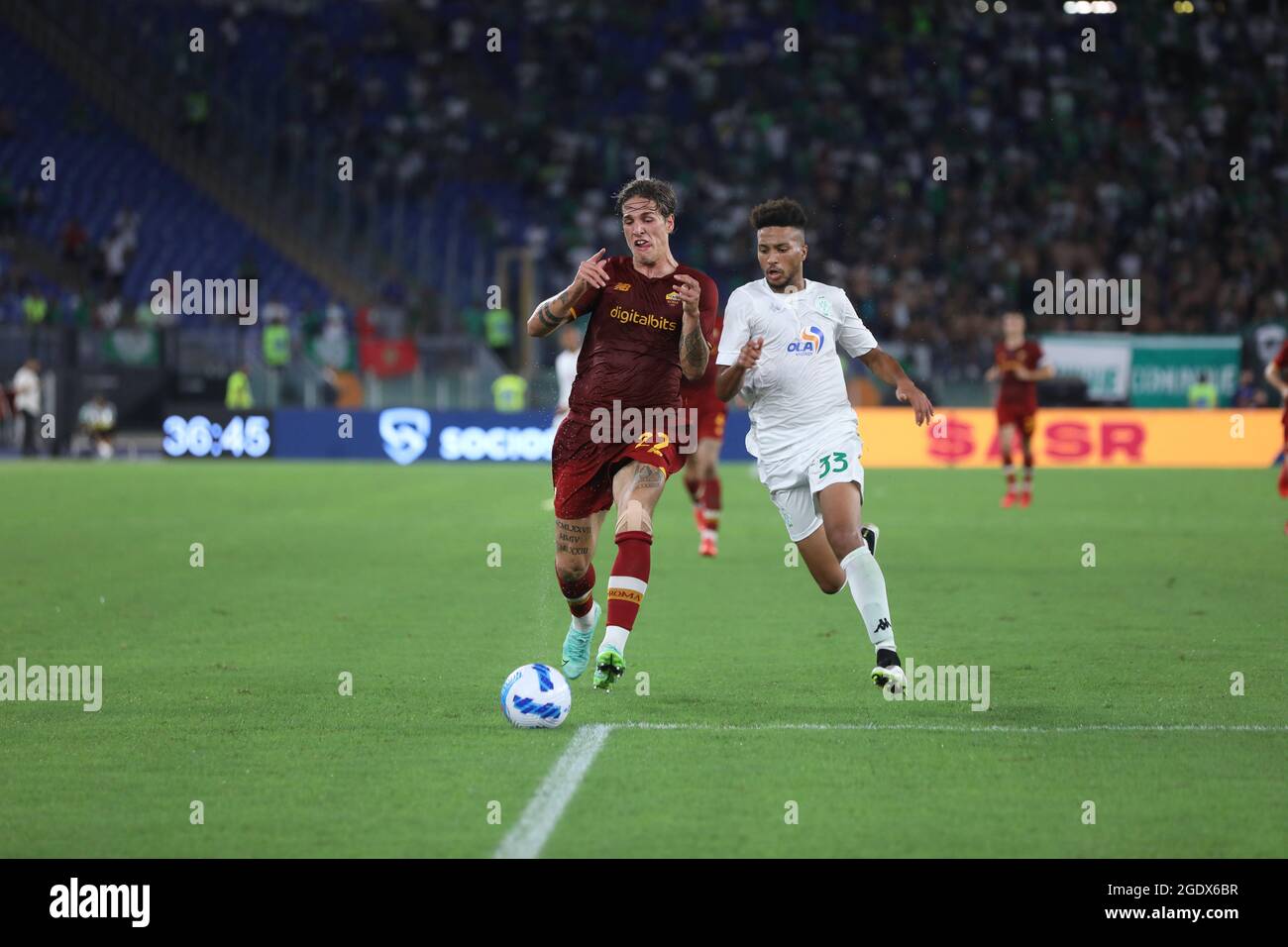 Nicolò Zaniolo and Mohammed Naim during the friendly match between AS ...