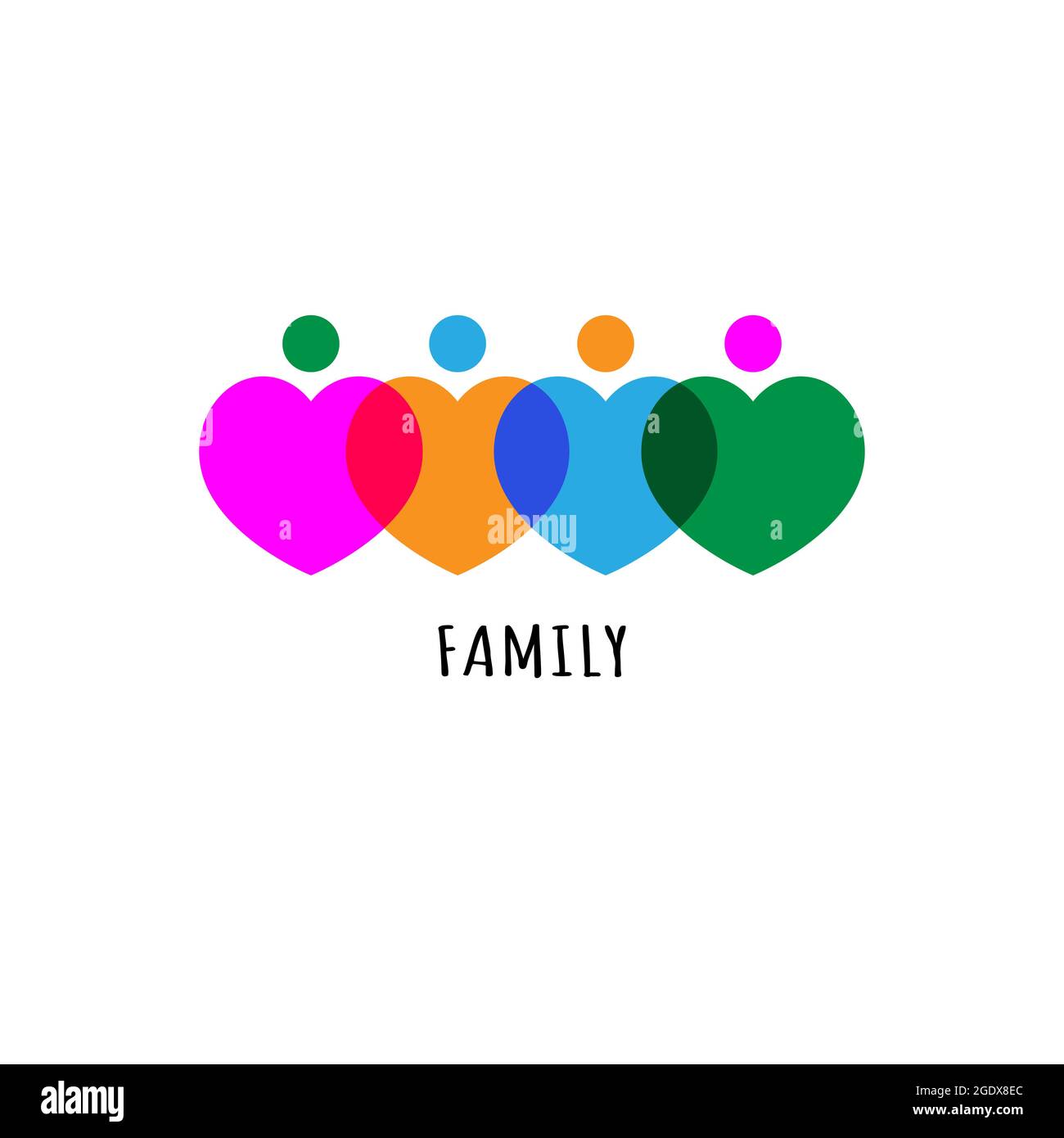 Family in shape of hearts logo. Parenthood concept. Children and ...