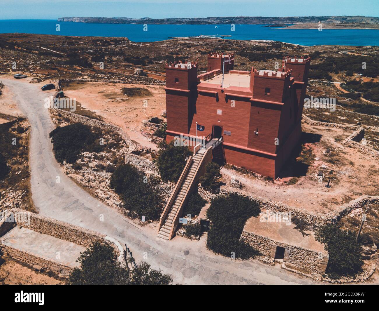 The Red Tower in the country of Malta Stock Photo - Alamy