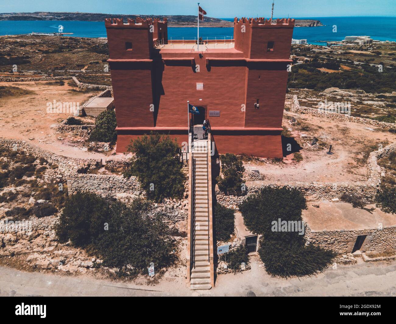 The Red Tower in the country of Malta Stock Photo - Alamy