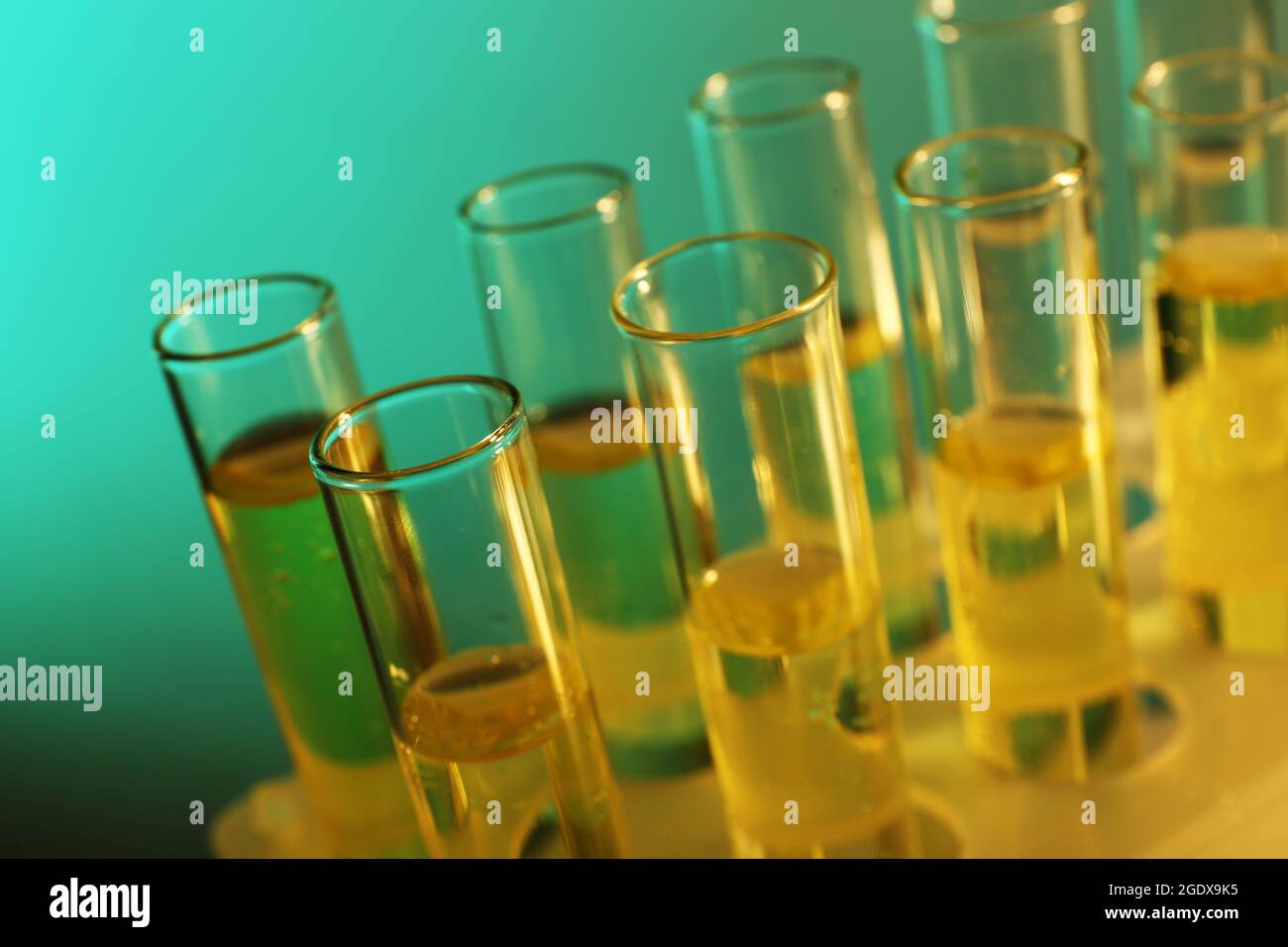 Colorless liquid in the test-tubes on the muted background Stock Photo ...