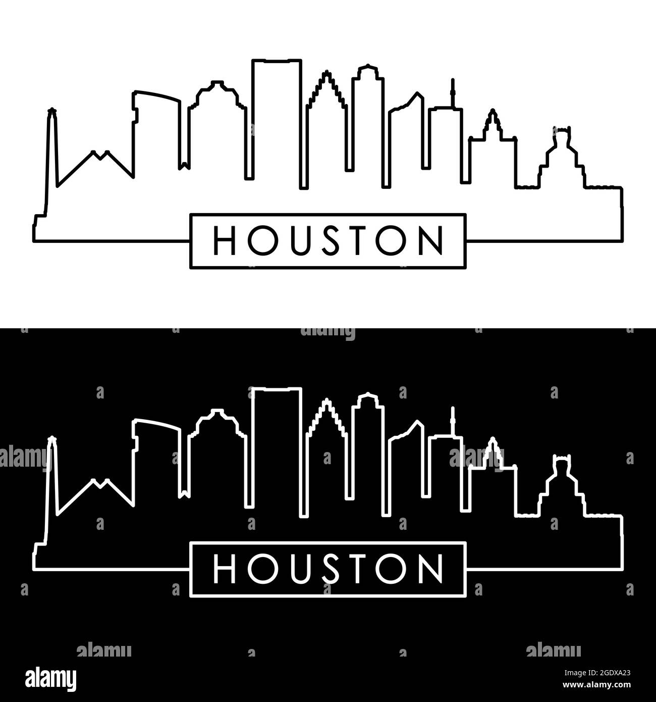 Houston skyline. Linear style. Editable vector file Stock Vector Image ...