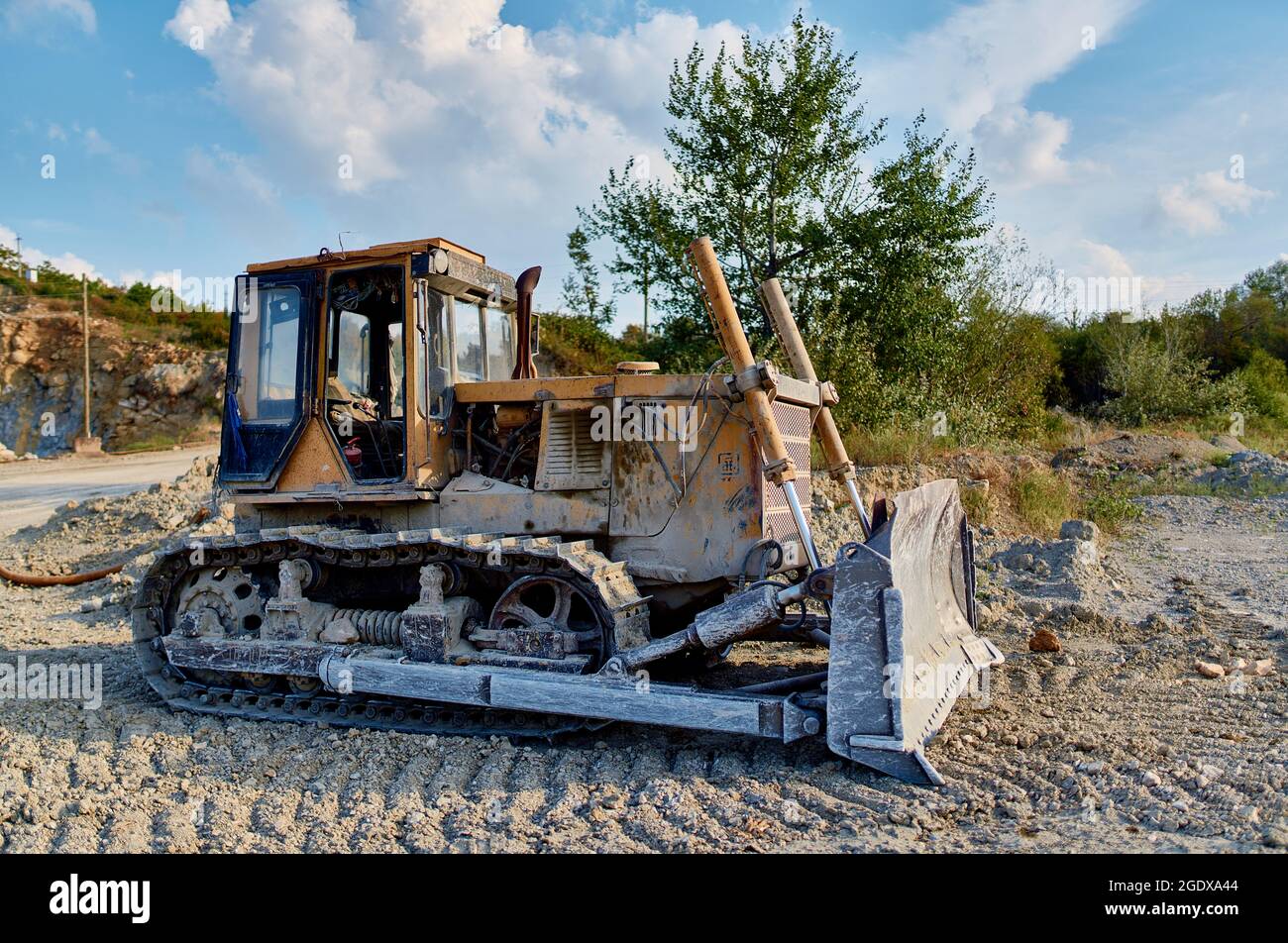 excavator work construction industry geology Stock Photo - Alamy