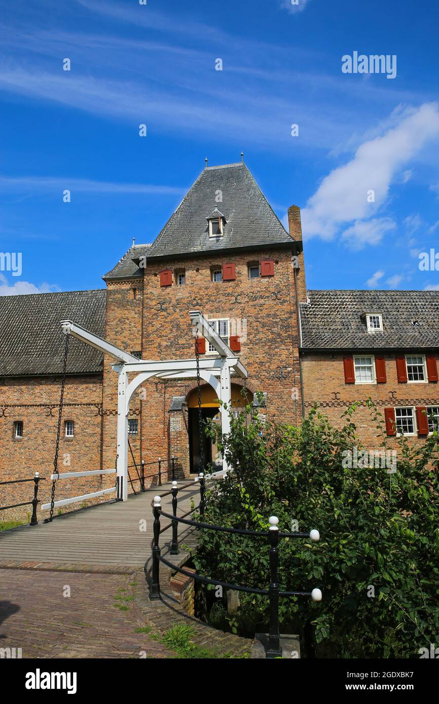 View on tower gate of medieval dutch castle from 14th century with ...