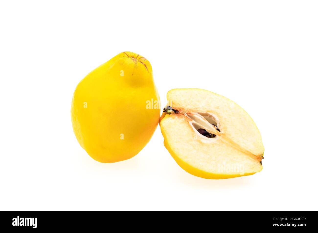 Fresh quince with half with seeds isolated on white background Stock ...