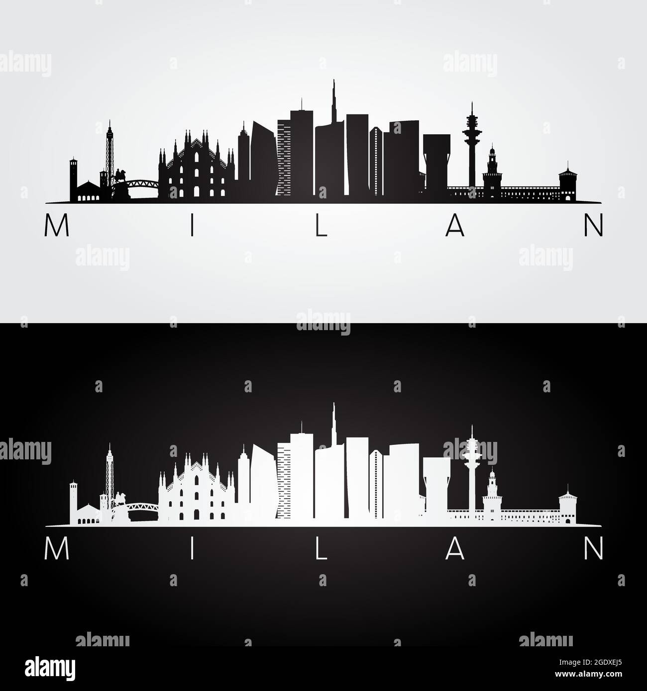 Drawing & Illustration Milan City Skyline Silhouette Print Travel ...