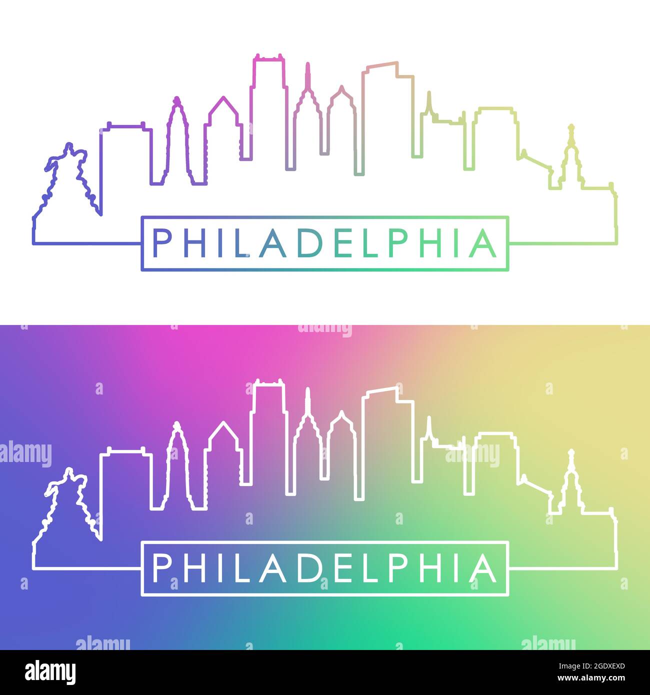 Philadelphia skyline. Colorful linear style. Editable vector file Stock ...