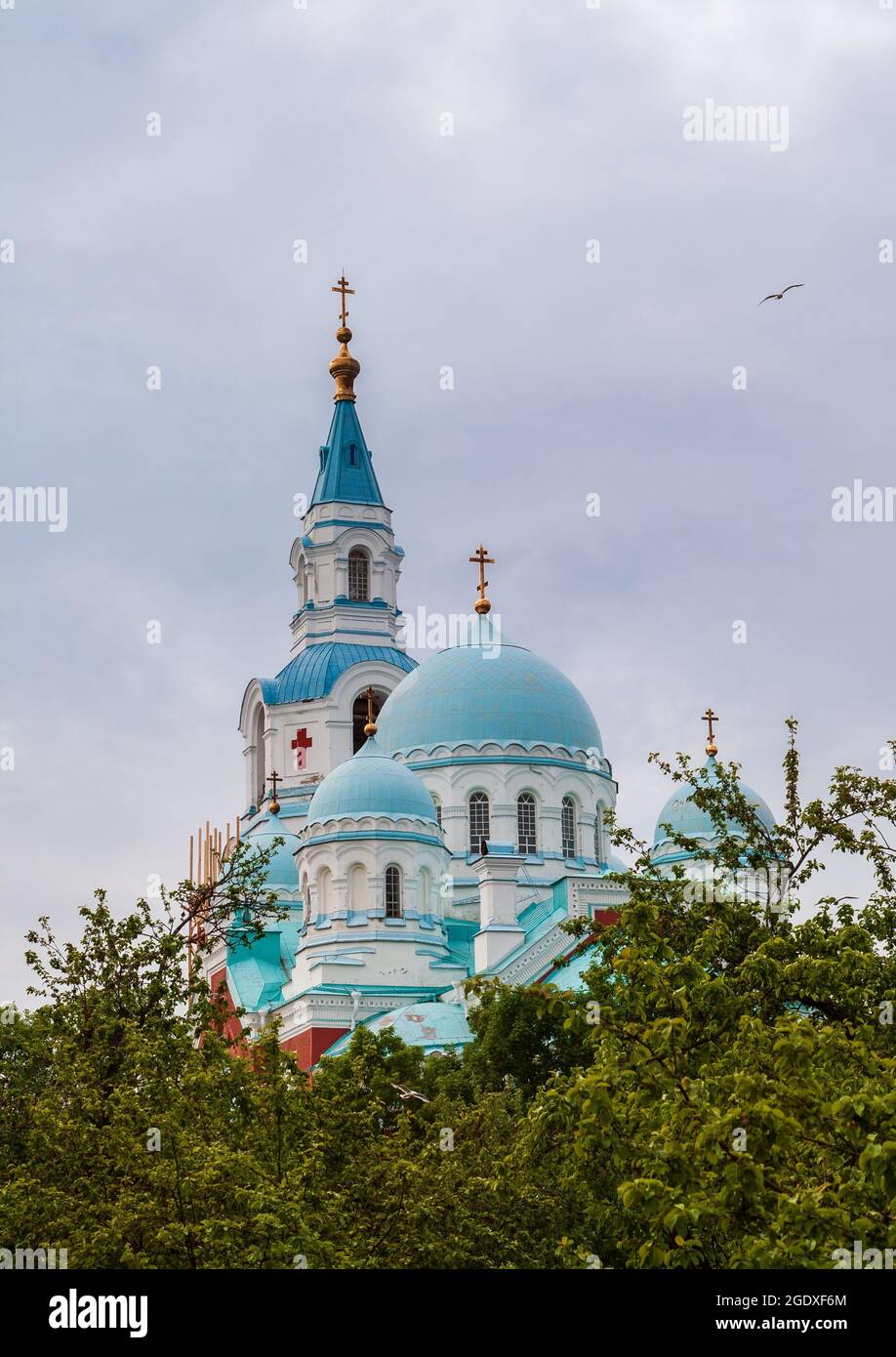 Transfiguration Cathedral of the Valaam Monastery against the ...